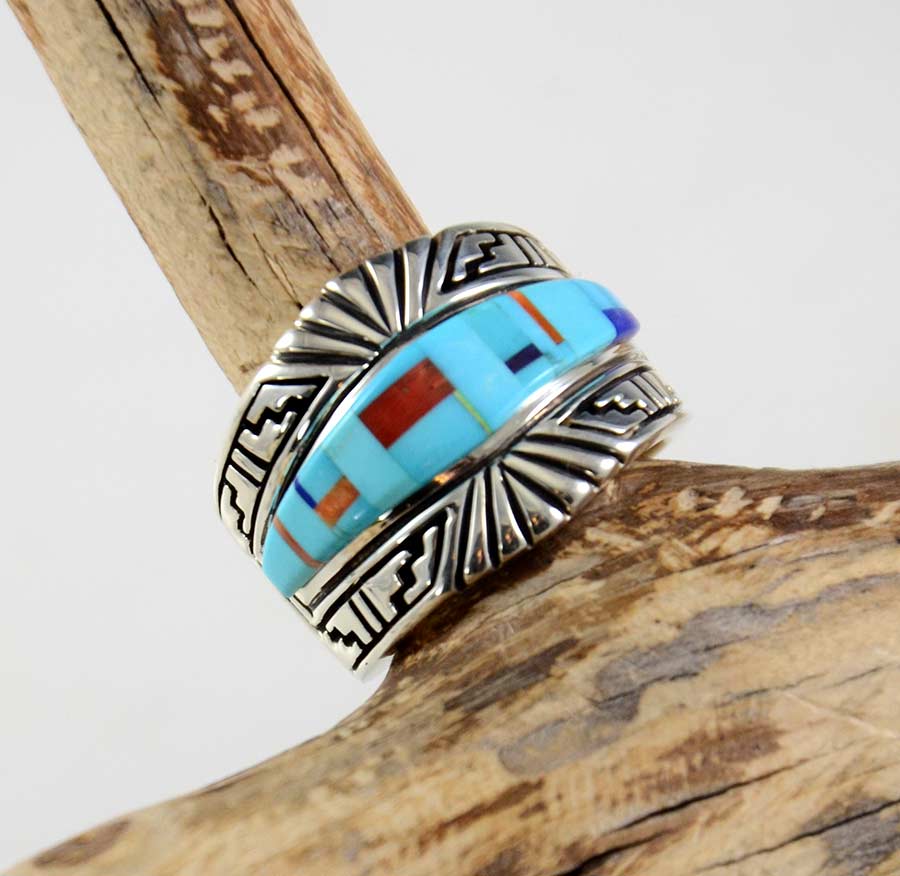 Earl Plummer Inlaid Ring Navajo| Sedona Indian Jewelry